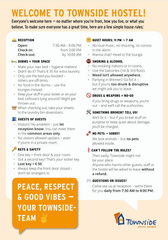 Townside Rules - Townside Hostel